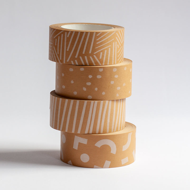 Striped White Pattern Kraft Recycled Paper Tape | 50m x 48mm – PackPlan