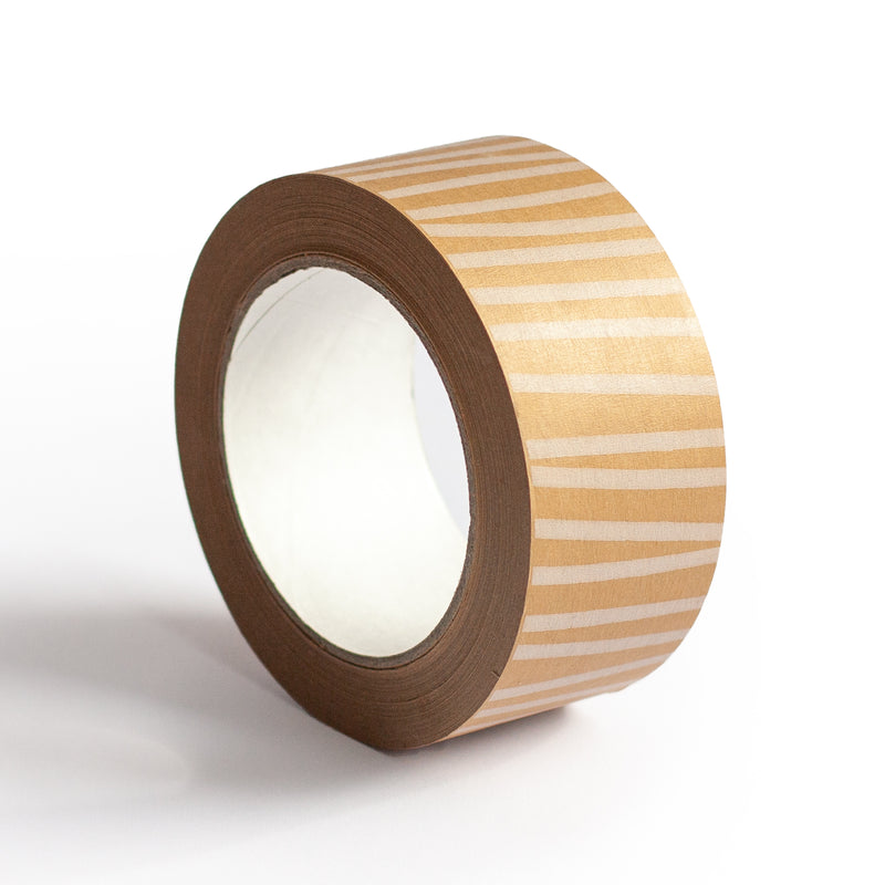 Striped White Pattern Kraft Recycled Paper Tape | 50m x 48mm – PackPlan