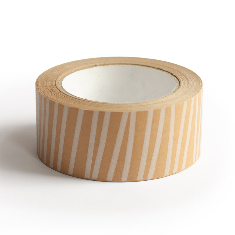 Striped White Pattern Kraft Recycled Paper Tape | 50m x 48mm – PackPlan