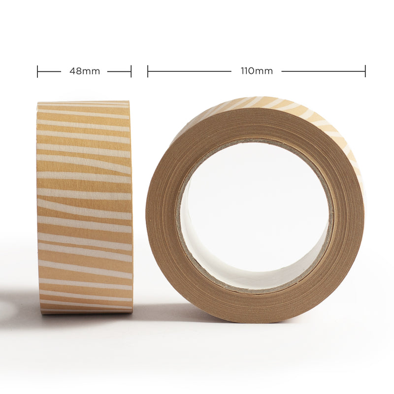 Striped White Pattern Kraft Recycled Paper Tape | 50m x 48mm – PackPlan