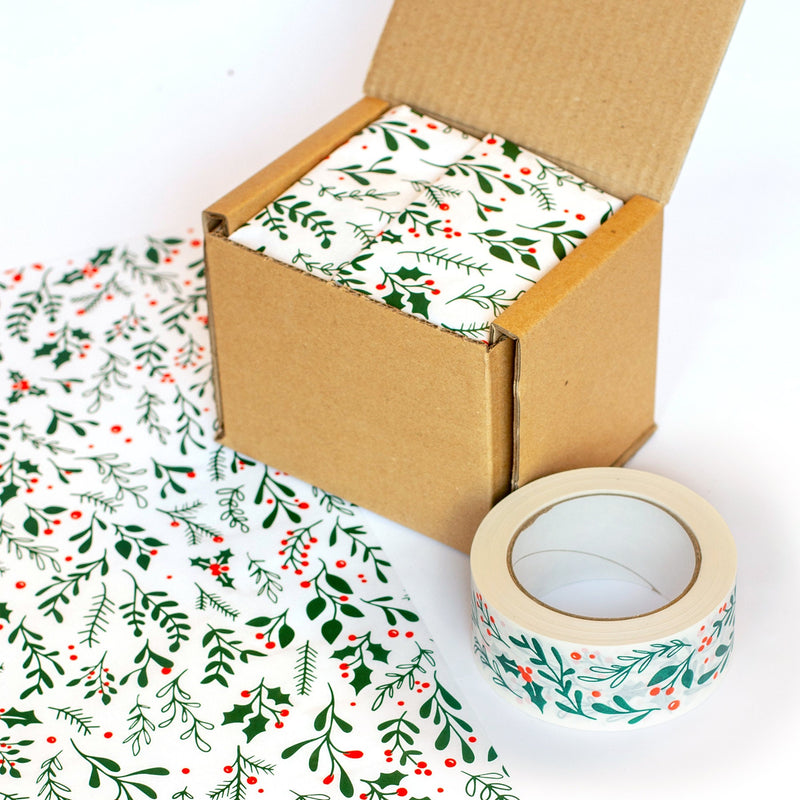 Christmas Tissue Paper - Foliage Print | Recyclable, Compostable ...