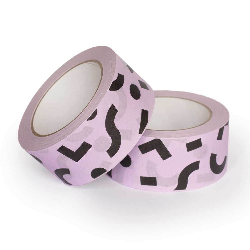 Mauve Shapes Print Tape | Decorative 50m – PackPlan